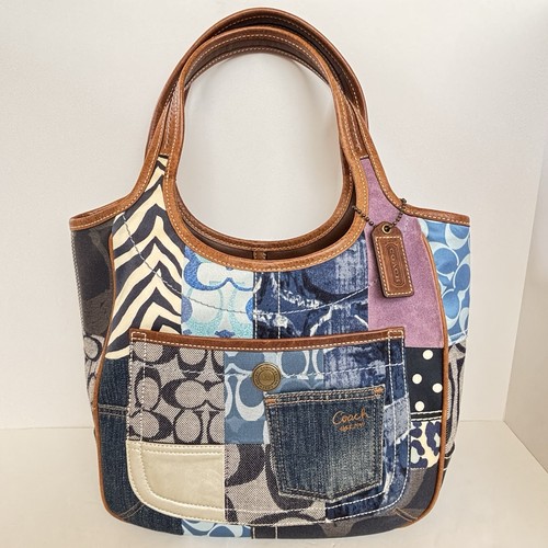 Coach Vintage 10810 Patchwork Ergo Blue Multi Hobo shoulder bag purse ...