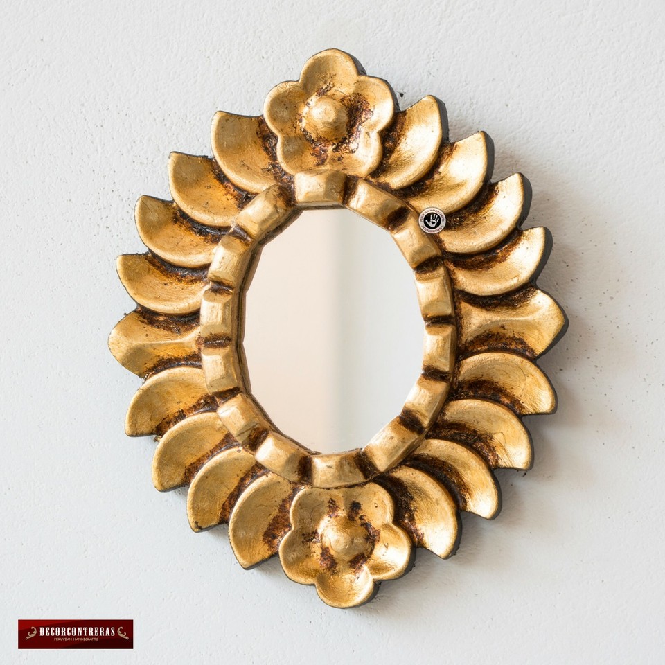Small Sunburst Mirror set 6 "Gold Sun", Handmade Round mirror Wall 6in ...