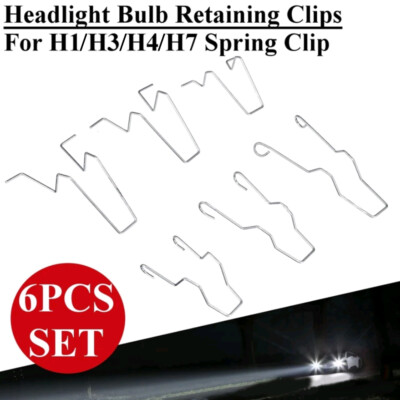 6Pcs Metal Car Headlamp Light Bulb Retainer Spring Clips Buckles For H1 ...