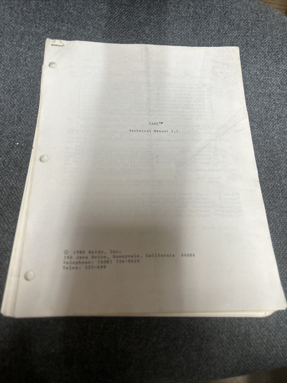 Exidy TARG Technical 1.1 Arcade Video Game Manual - No Front Cover used ...