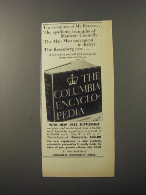 1953 Columbia University Press Book Ad - The Columbia Encyclopedia | eBay