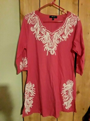 Chances R Womens Pink Dress w White Crocheted Design Size M New | eBay