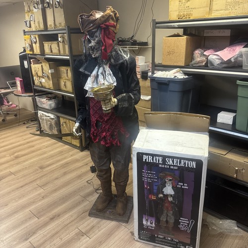 Dead Eye Drake Pirate Skeleton Gemmy Halloween 6ft Animatronic **READ ...