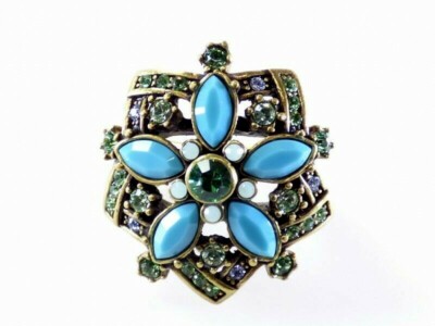 Heidi Daus Breathless Floral Ring Size 5.75 Aqua Blue Crystal Glass | eBay