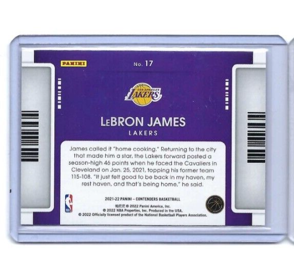 2021-22 Contenders Lebron James Game Night Ticket #17 Lakers | eBay