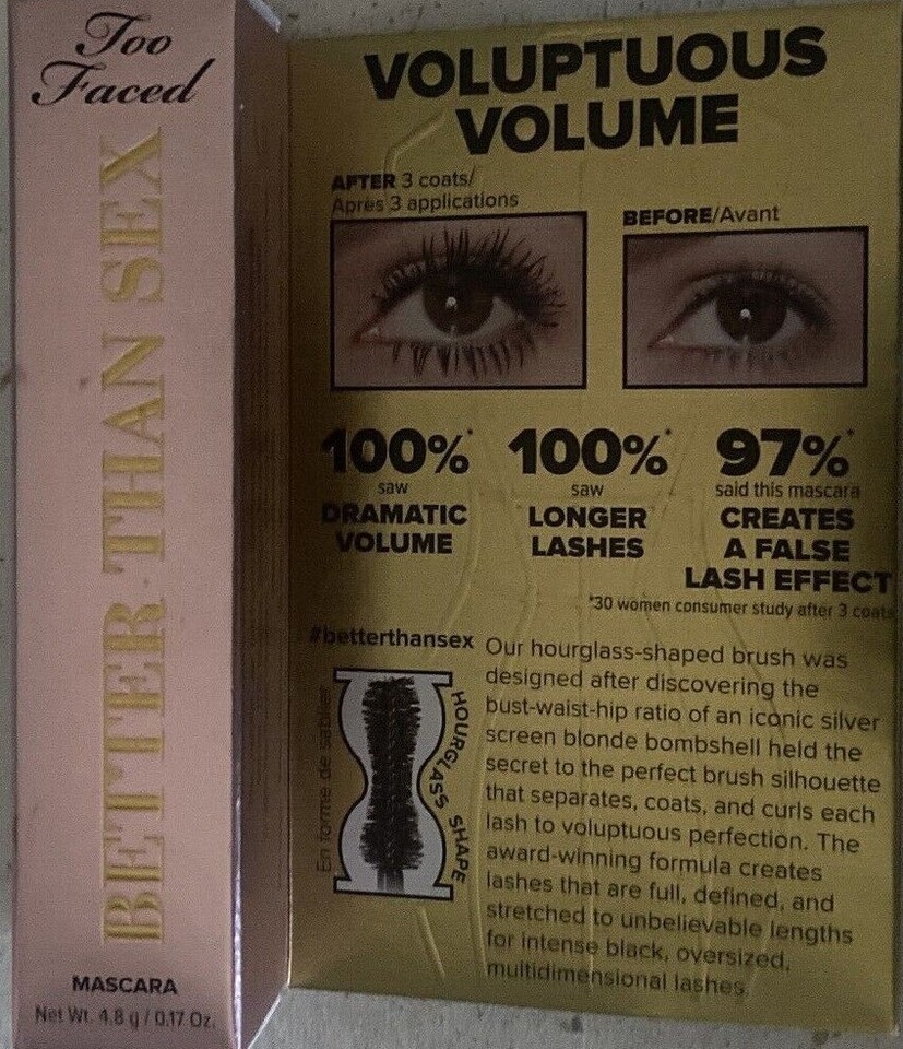 TOO FACED BETTER THAN SEX MASCARA, VOLUPTUOUS VOLUME, Black.0.17oz ...