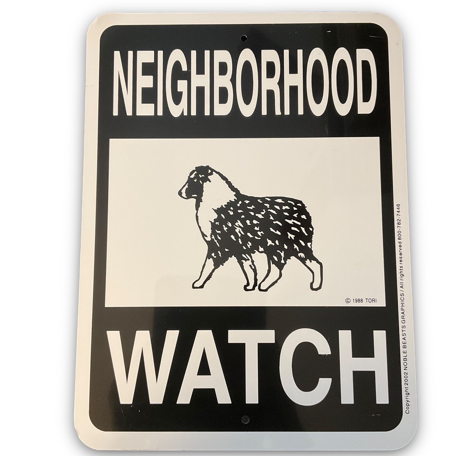 Neighborhood Watch Metal Sign Dog 1988 Noble Beasts Graphics 12” x 9 ...