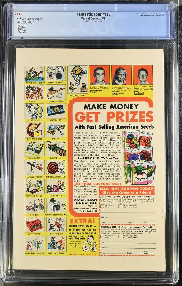 Fantastic Four #110 - Marvel Comics 1971 CGC 6.0 Annihilus app. GREEN ...