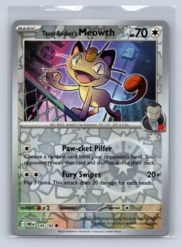 Team Rocket's Meowth Reverse Holo #149/182 SV10: Destined Rivals ...