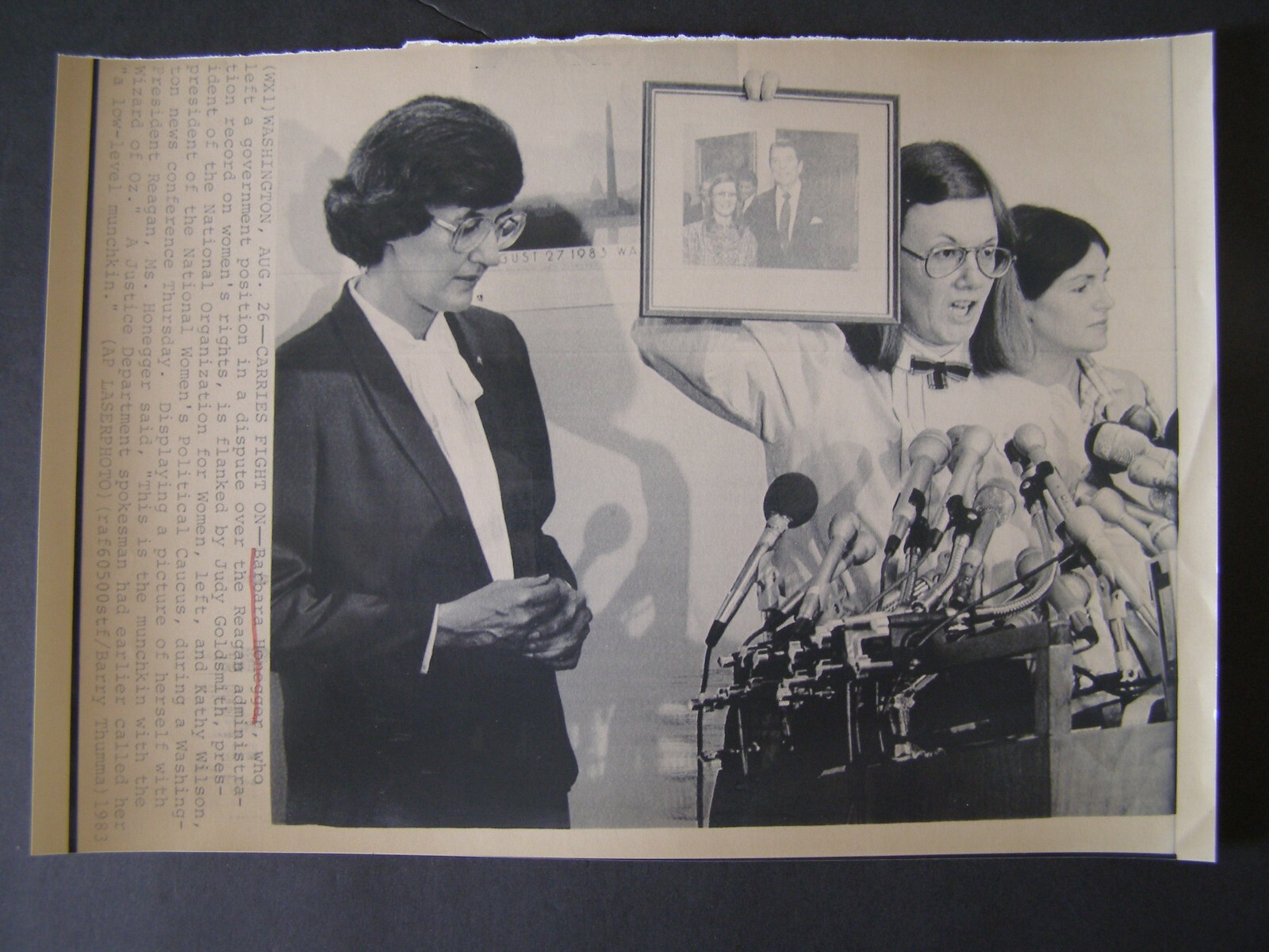 AP Wire Press Photo 1983 Barbara Honegger resigns as Justice Dept Pres ...