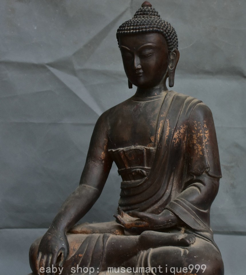 24'' Ancient Tibetan Buddhism Purple Bronze Sakyamuni Tathagata Buddha ...