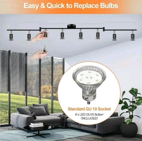 DLLT 8-Light LED Track Lighting Kit, Flexibly Rotatable Light Heads, 8 ...