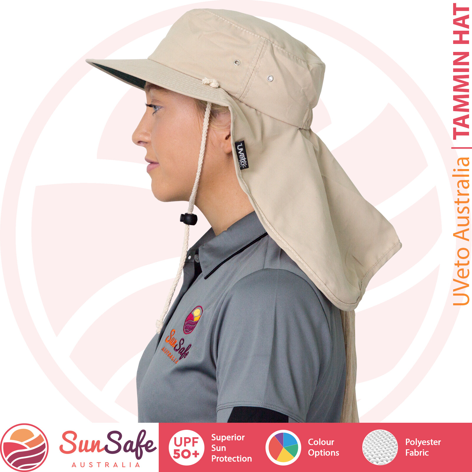 UVeto Australia Tammin Hat Half Brim with Flap UPF 50+ UV Sun ...