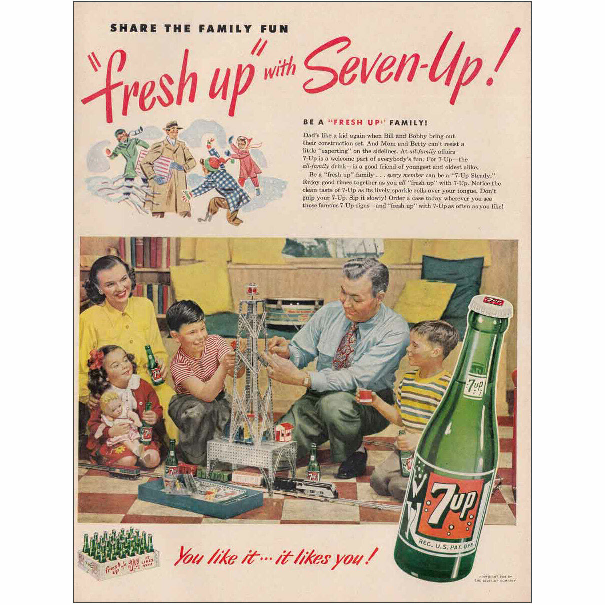 1949 7Up: Fresh Up with Seven Up, Model Train Vintage Print Ad | eBay