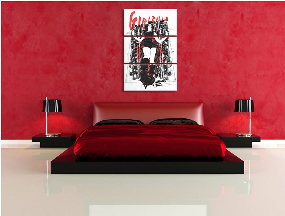 Girlzilla Light 3-Part Canvas Wall Art Print | eBay