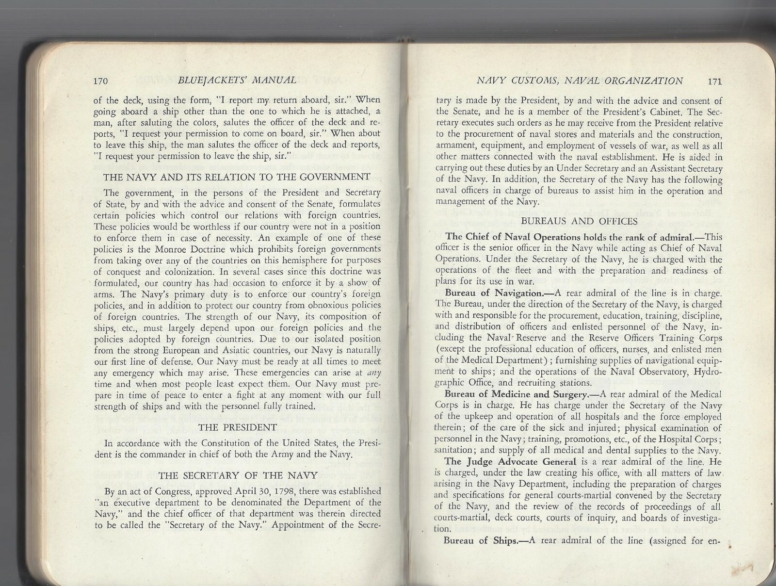 The BlueJackets Manual 1940 world war II United States Navy 10th ...