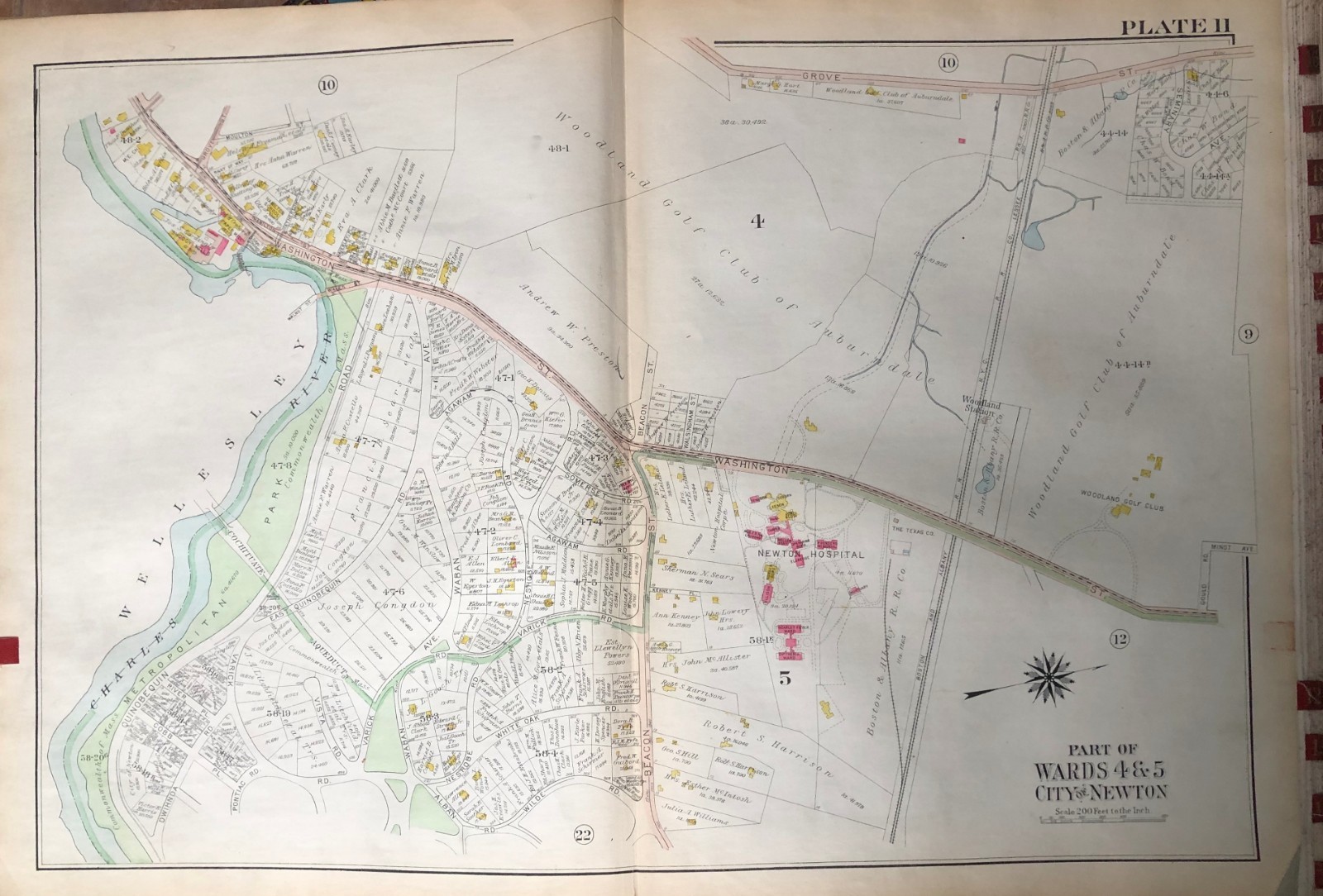 1917 WABAN NEWTON MASSACHUSETTS HOSPITAL WOODLAND GOLF CLUB AUBURNDALE ...
