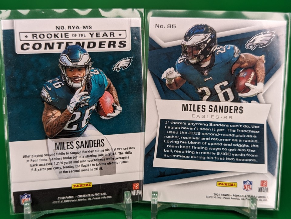 Miles Sanders 2 Card 2019 Panini Contenders Rookie +2021 Rookie & Stars ...