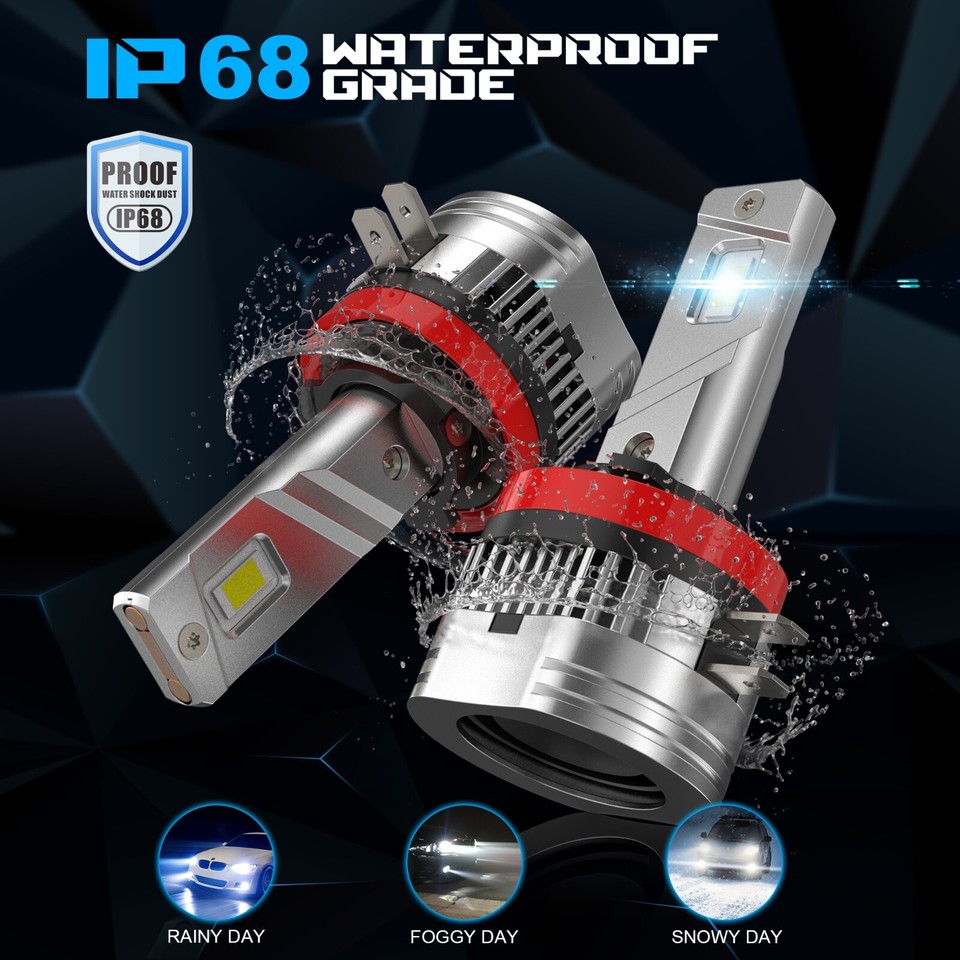 2pcs H11B LED Headlight+Fog Light Super Bright Bulbs Kit 6000K White ...