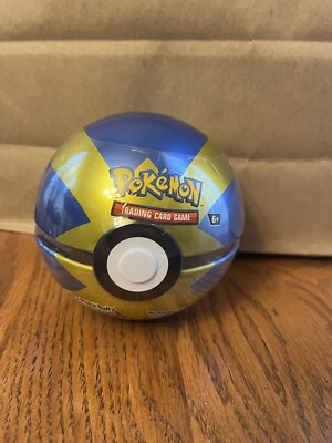 Pokemon TCG Poke Ball Tin BLUE & GOLD Quick Ball 3 Booster Packs & Coin ...