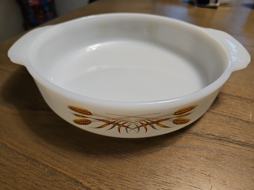Vintage Anchor Hocking Fire King Golden Wheat Pattern Casserole Dish 8 ...