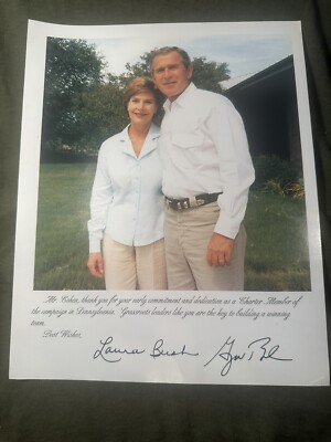George And Laura Bush Autographed Picture. Appx 8x10. Reproduction ...