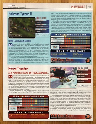 2000 Railroad Tycoon II 2/Hydro Thunder PS1 REVIEW Print Ad/Poster Game ...
