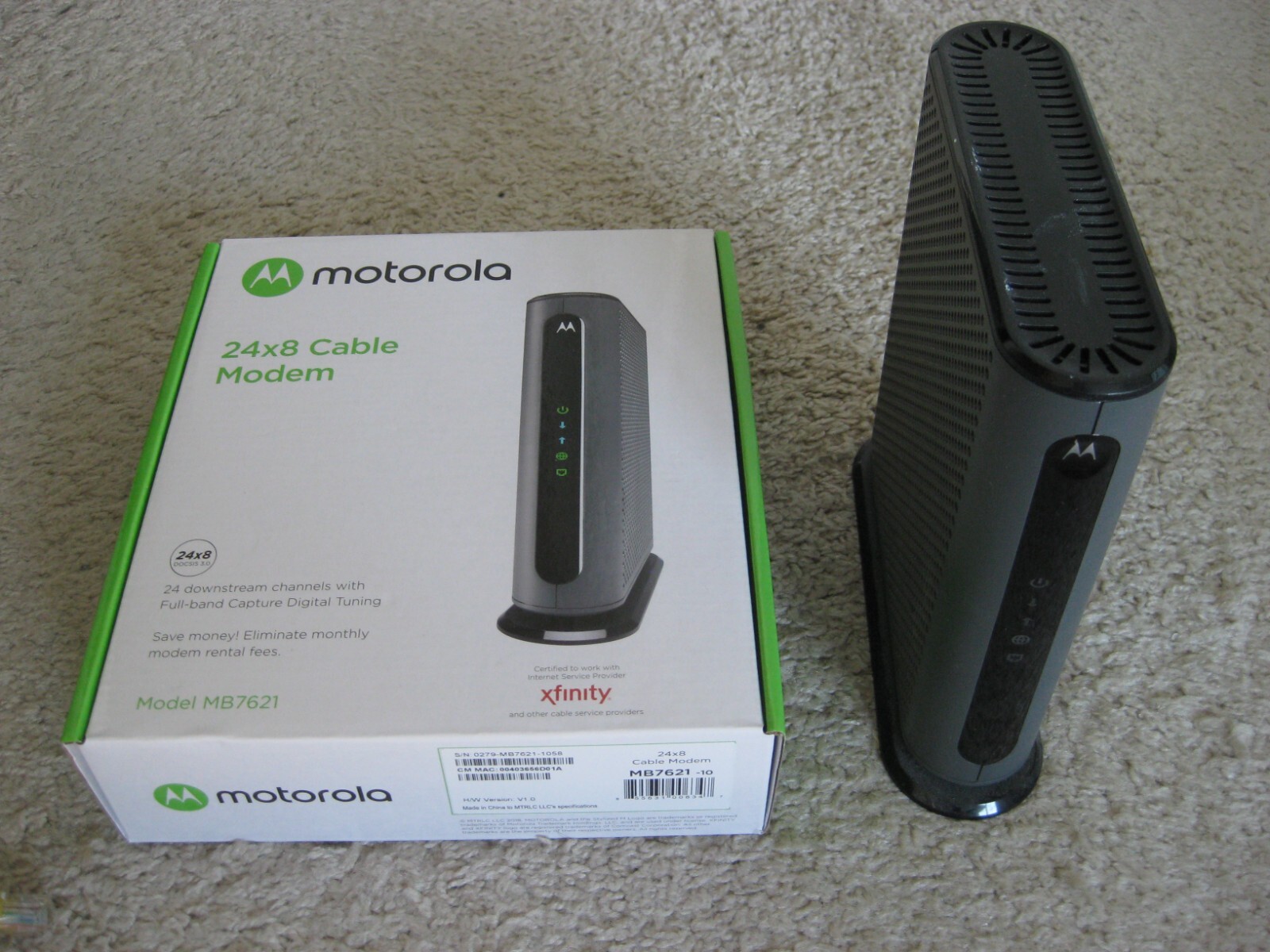 Motorola MB7621-10 24x8 Cable Modem DOCSIS 3.0 Used Complete In Box CIB ...