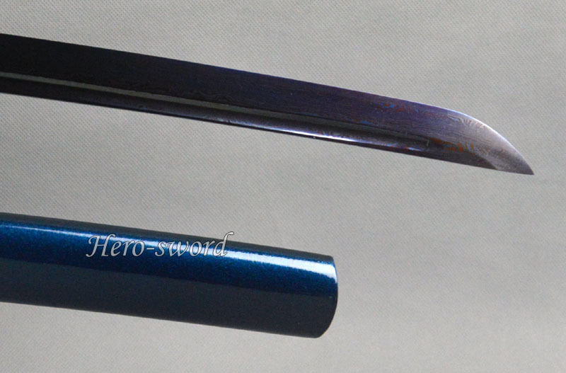 New Special Samurai Sword Blue Red Blade Folded Steel Tempered Katana ...