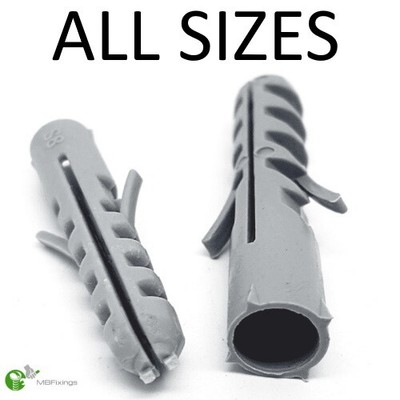 HEAVY DUTY UNIVERSAL WALL PLUGS NYLON WALL PLUG RAWL GREY 8mm 10mm 12mm ...