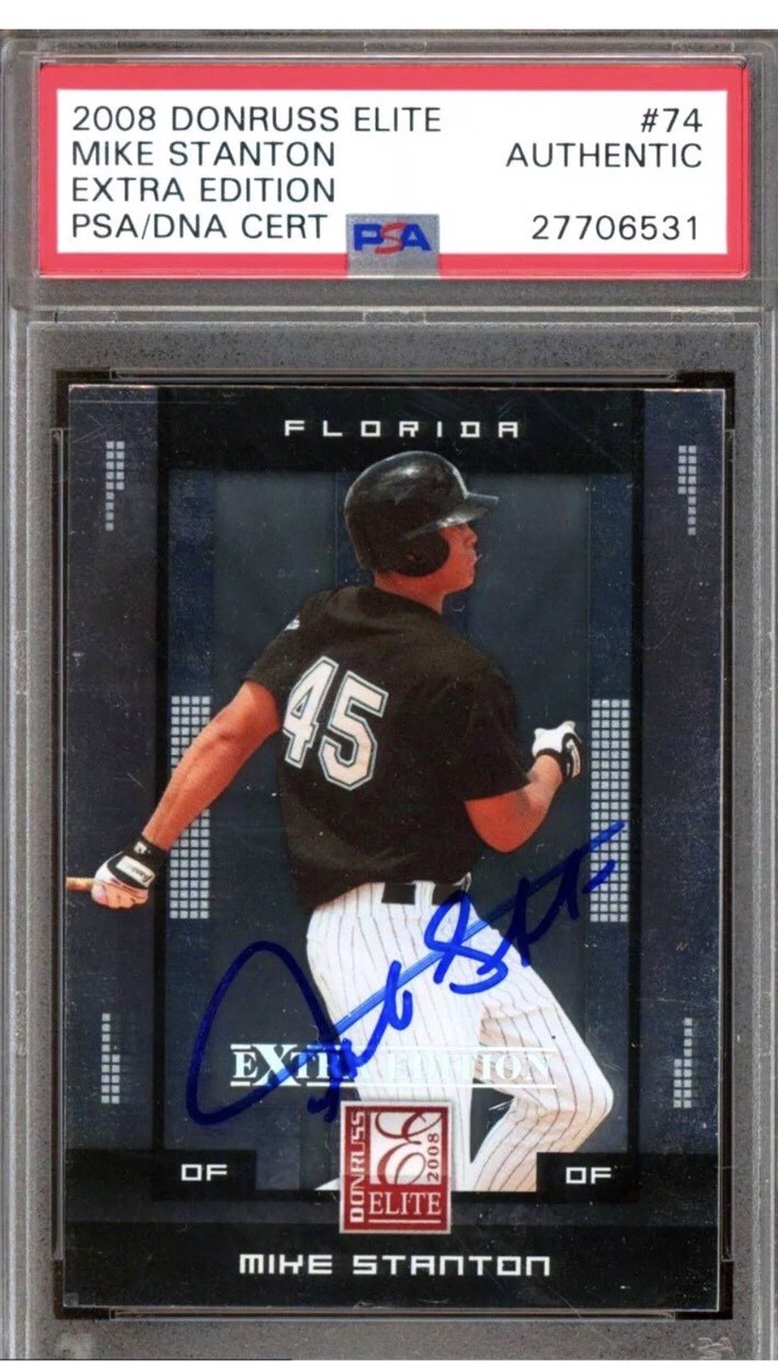 2008 Elite Extra Edition Giancarlo Mike Stanton Rookie Autograph RC ...