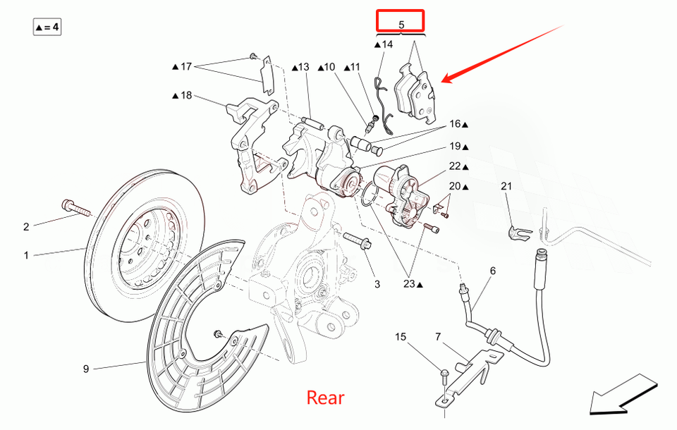 Genuine Rear Brake Pads Set for Maserati Levante Quattroport, 2 Piston ...