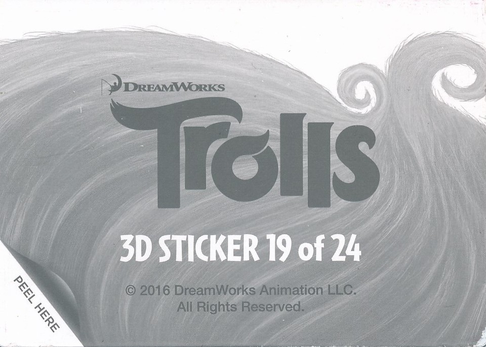 2016 Trolls 3D Lenticular Sticker Card Fuzzbert #19 A2068 | eBay