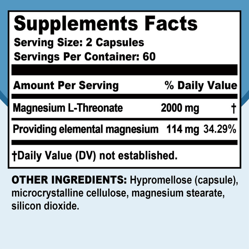 Magnesium L-Threonate 2000mg -Brain & Memory Boost,Sleep Support,High ...