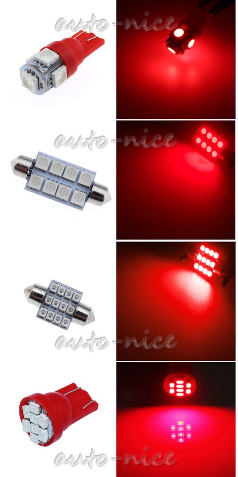 For 2006-2012 Chevrolet Impala Premium Red LED Interior Lights Kit 9 ...