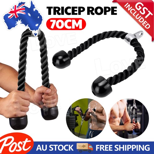 70cm Tricep Rope Gym Press Down Push Pull Cord Multi Lat Bar Cable ...