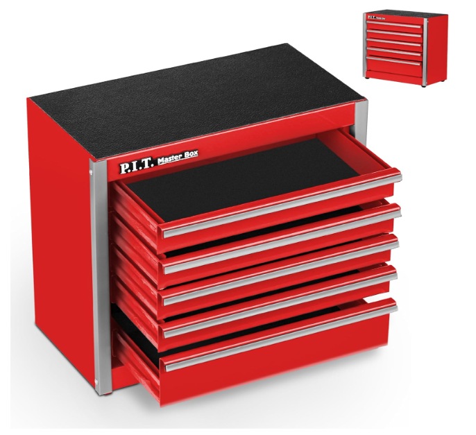 Portable Red Tool Box 5-Drawer Home Storage Tool Box Storage Cabinet ...