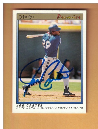 Joe Carter AUTOGRAPHED 1991 O-Pee-Chee Premier Baseball Card TORONTO ...