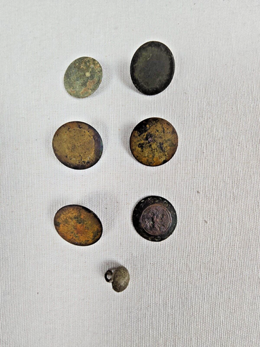 Civil War Clothing Flat Coat Cuff Brass Buttons Lot of Seven Fort ...