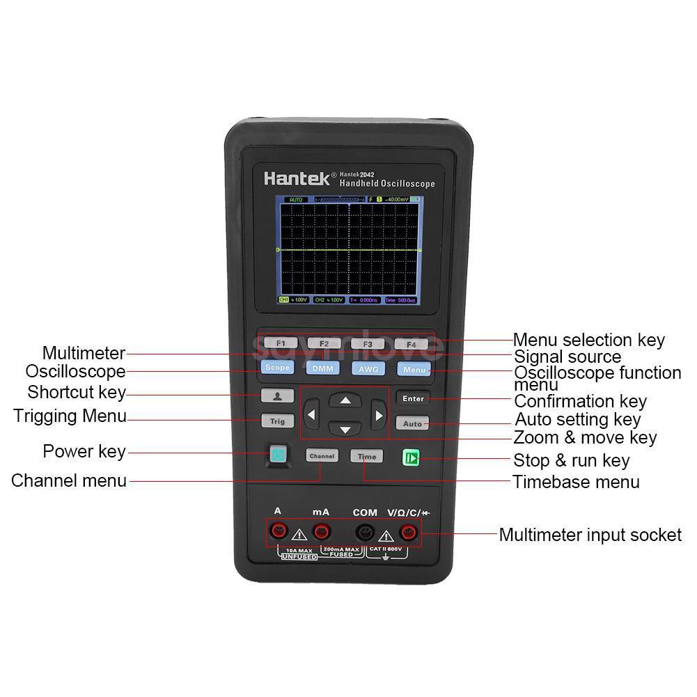 Hantek Handheld Oscilloscope 2D42 2CH 40MHz + Multimeter + 25M Signal ...