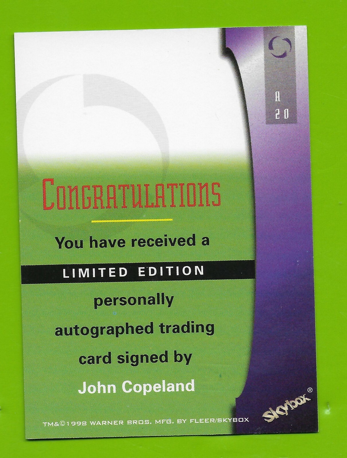 Skybox Babylon Five Season 5 ... John Copeland - PRODUCER Autograph ...