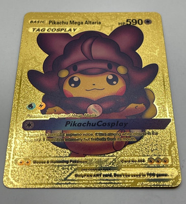 Pikachu Mega Altaria Cosplay Foil Pokémon Card Gift Fan Art Collectible ...