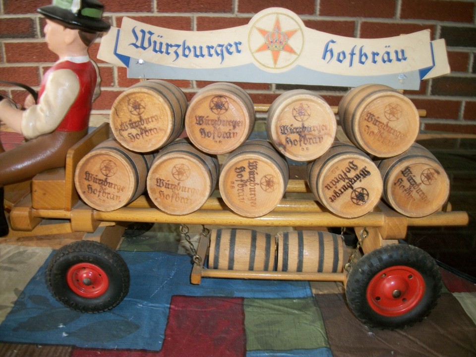 Antique Wood window display Wurzburger Hofbrau Beer Horse Drawn Wagon ...