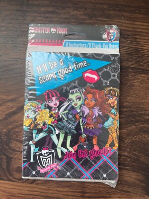 Monster High 8 Party Invitations, Envelopes, & Thank You Postcards 2011 ...