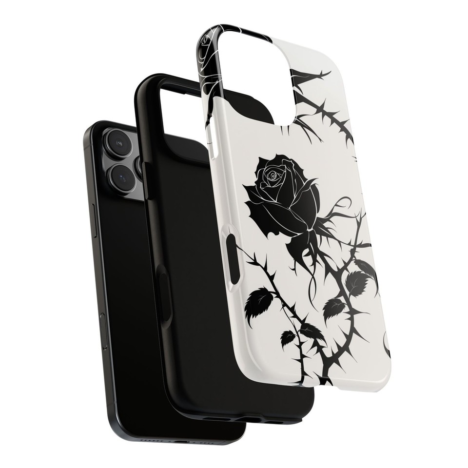 Phone Ink - Case for iPhone/Galaxy/Pixel - Black Rose Vector Sharp ...