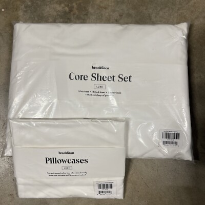 brooklinen Luxe Sateen Core Sheet Set 4pcs White King + 2 Standard ...