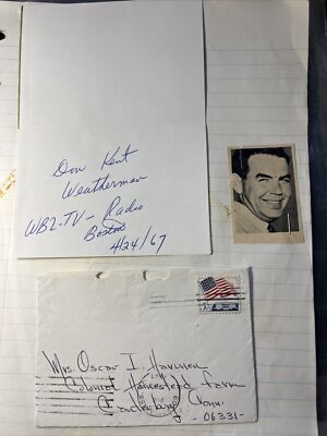 BOSTON WEATHER Weatherman DON KENT WBZ TV RADIO Autograph Dated 1967 ...