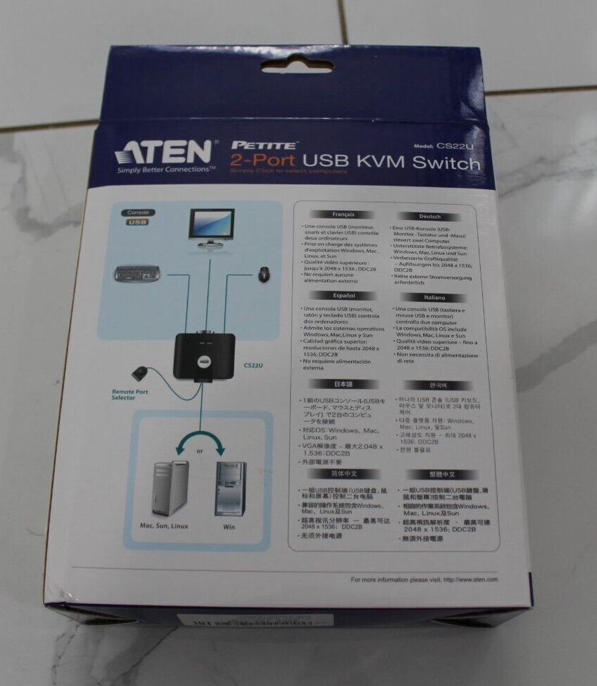 ATEN (CS22U) 2-Ports External KVM switch USB for sale online | eBay