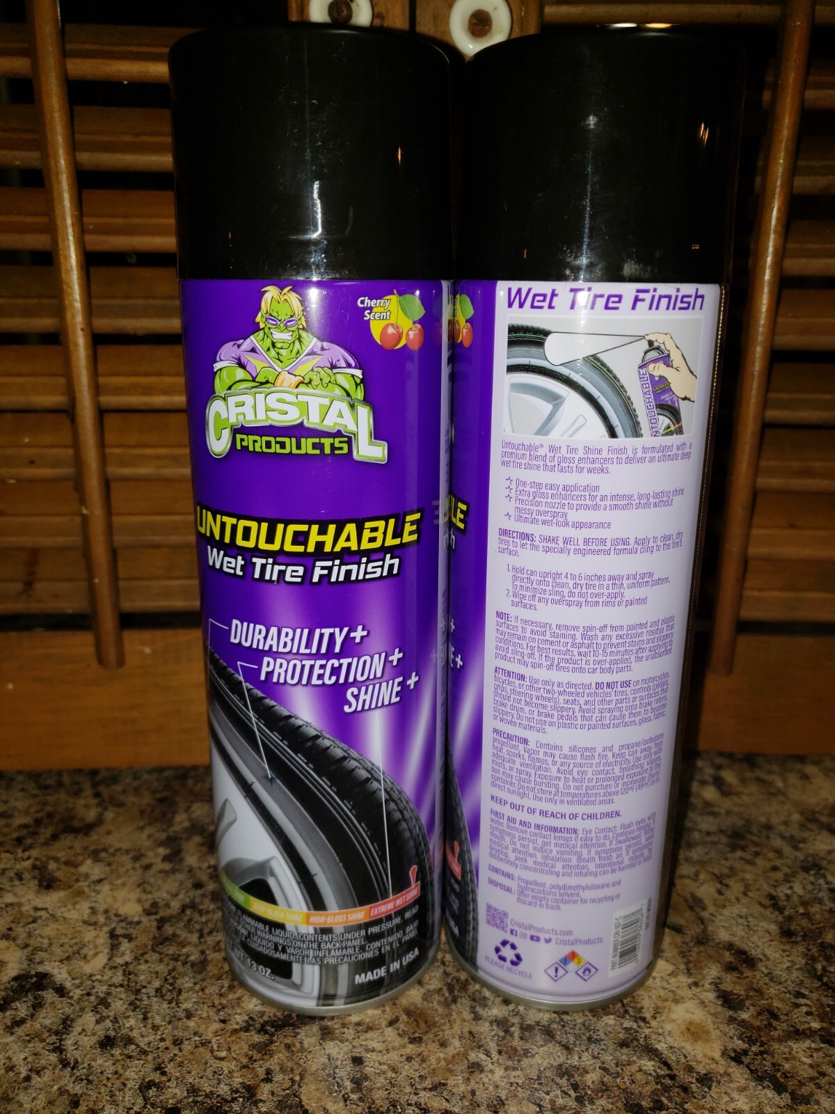 2 pack Cristal Products Untouchable Wet Tire Shine Finish Spray Can ...
