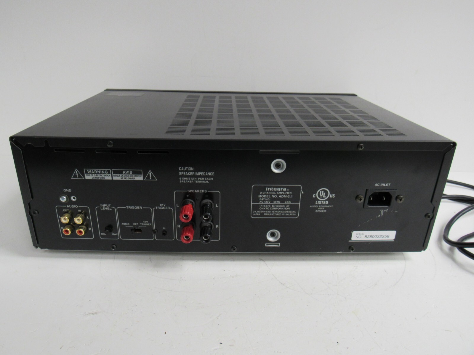 Integra ADM 2.1 2 Channel 100 Watts Per Channel Power Amplifier Tested ...